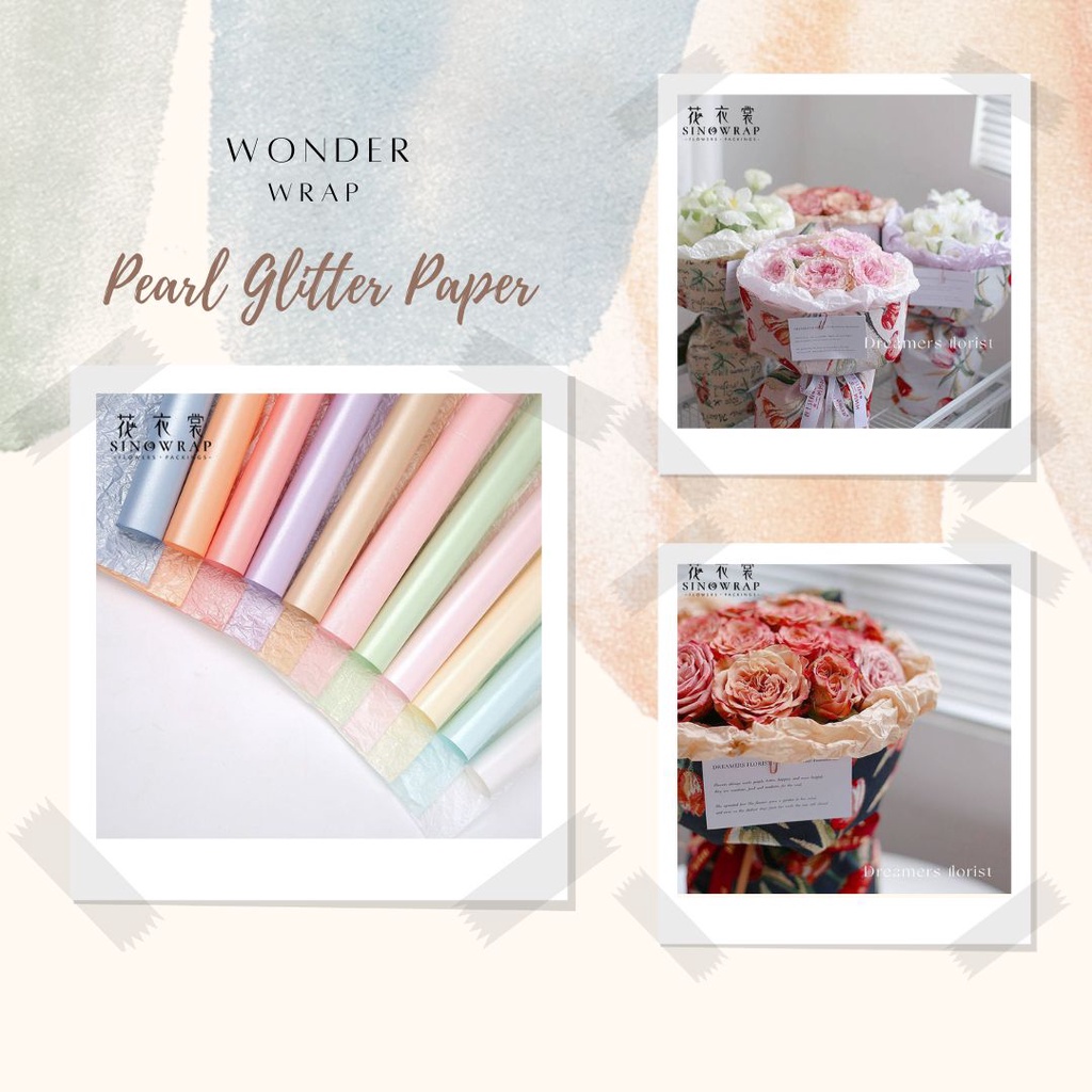 Jual [5 Lembar] Flower Wrapping Paper Kertas Buket Pearl Glitter Paper ...