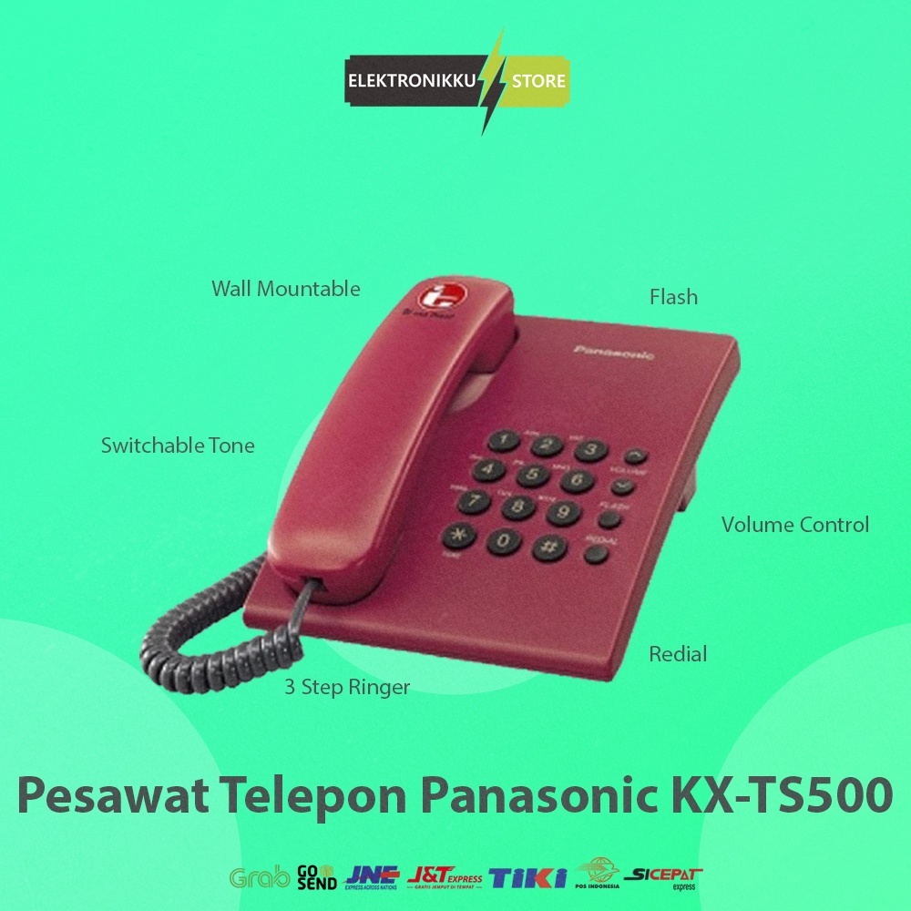 Jual Telephone Panasonic KX-TS500 Pesawat Telepon Rumah Kantor Indihome - Red | Shopee Indonesia