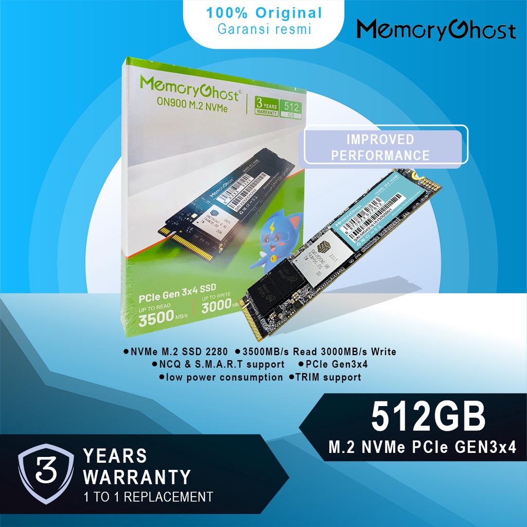 Jual Memory Ghost M2 2280 NVMe 512GB PCIe Gen3x4 ON900 Improved ...