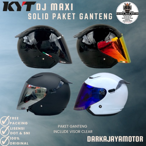 Jual HELM KYT DJ MAXI SOLID PAKET GANTENG | WHITE/BLACK GLOSS/BLACK DOFF | Shopee Indonesia