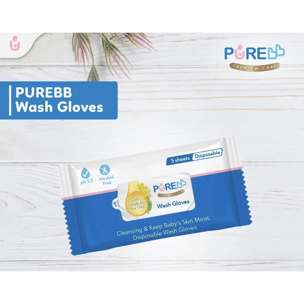 Jual PureBB BABY Tissue Basah Bayi Disposable Wash Gloves Washlap Kain ...