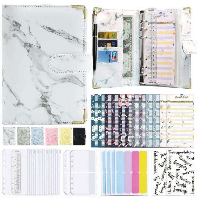 Jual COMPLETE SET BINDER A6 PU kulit / budget binder planner / komplit ...