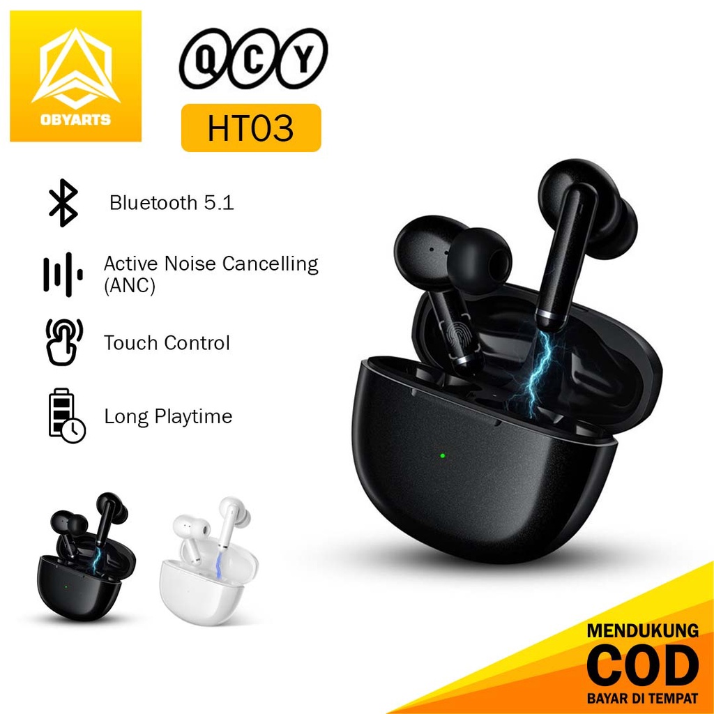 Jual QCY HT03 Earphone Bluetooth 5.1 TWS with ANC Headset Wireless Active Noise Cancelling In ...