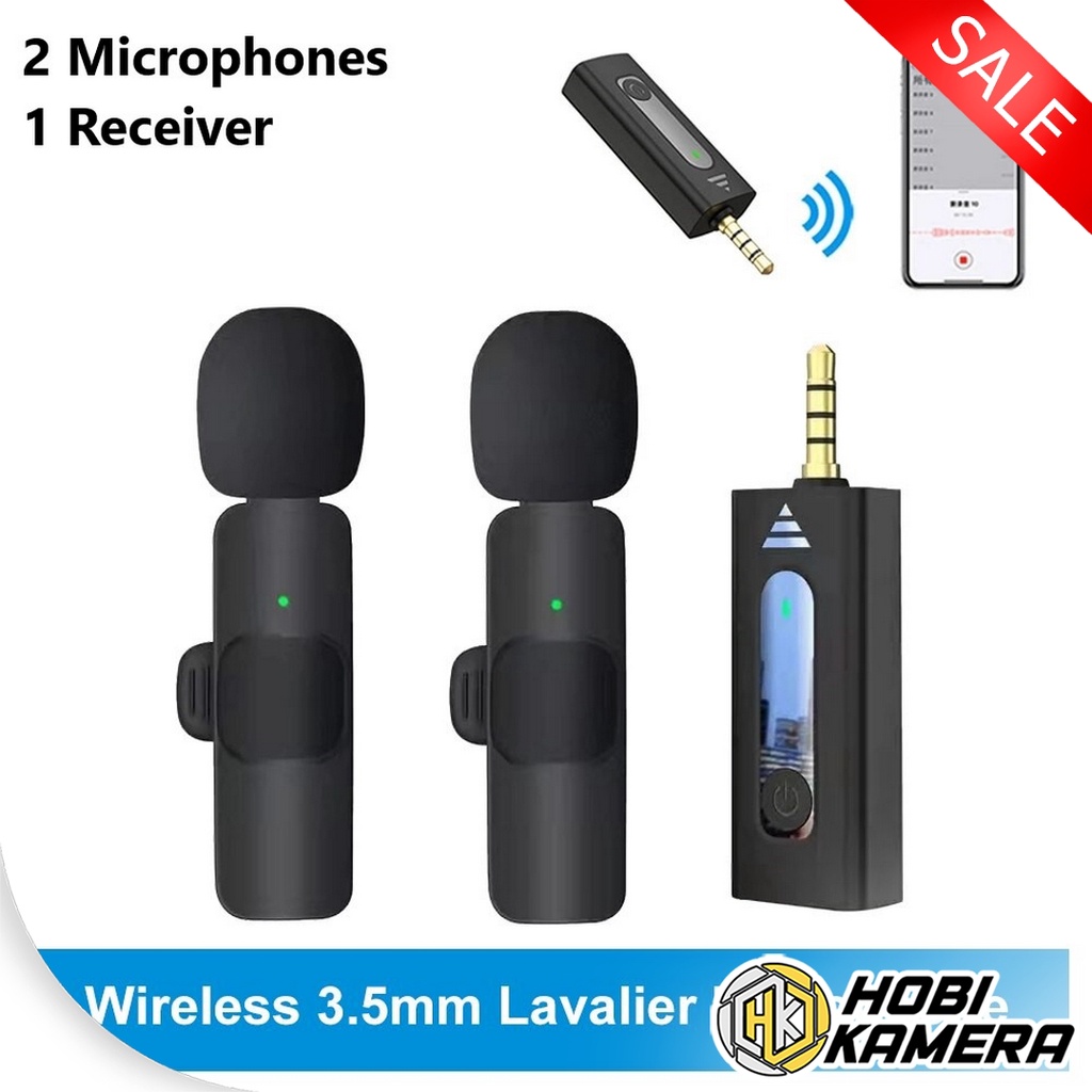 Jual Clip On Mic Wireless 2 Mic dan 1 Recieved Jack 3.5mm | Shopee ...