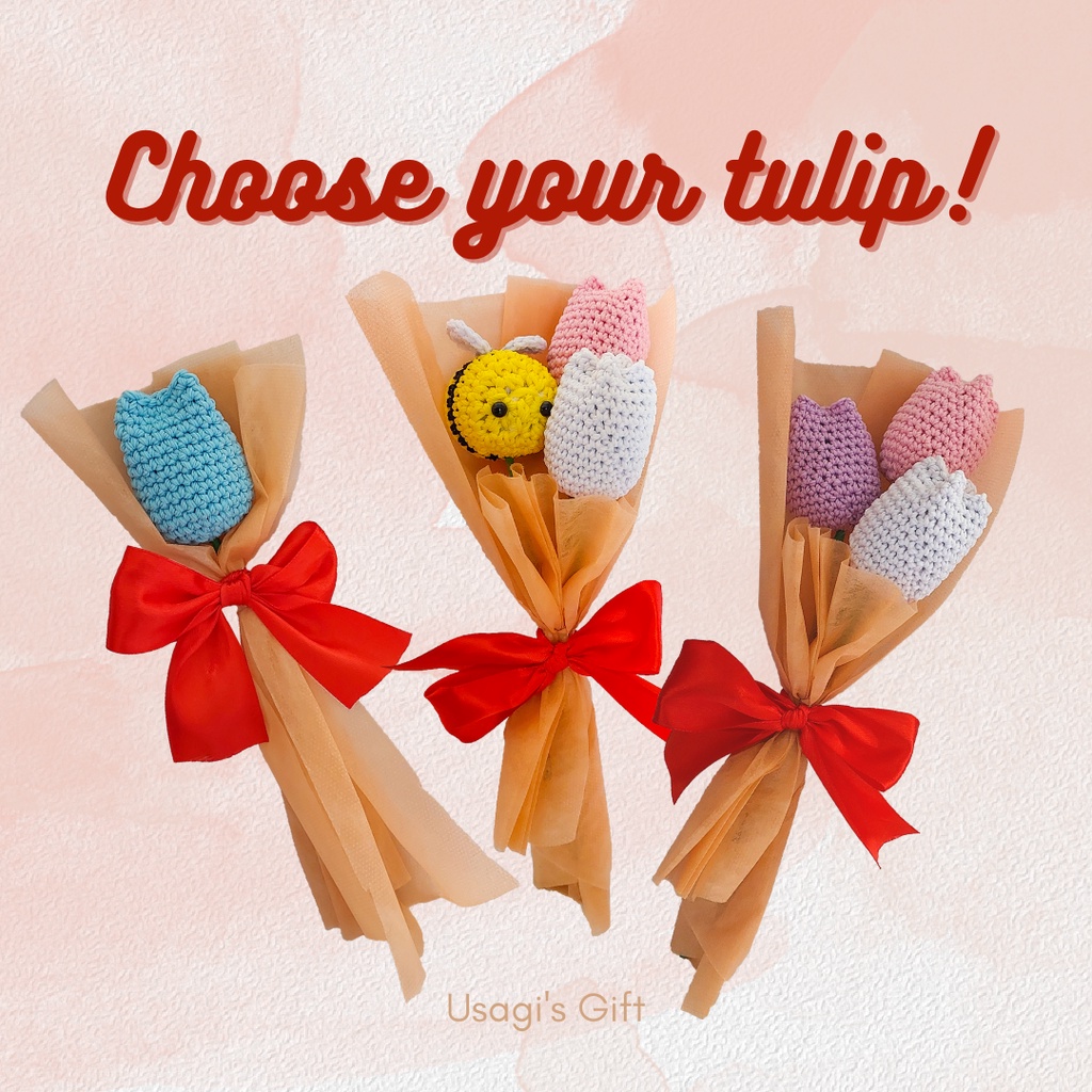 Jual Tulip Crochet Bouquet | Buket Bunga Tulip Rajut | Shopee Indonesia