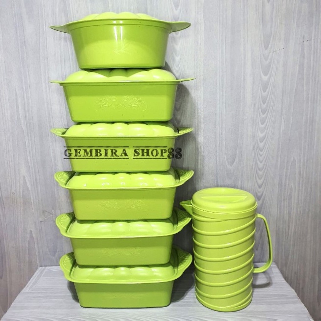 Jual COD WADAH PRASMANAN / WADAH SAJI SET 7 PCS 5 SEGI + 1 BULET + 1 ...