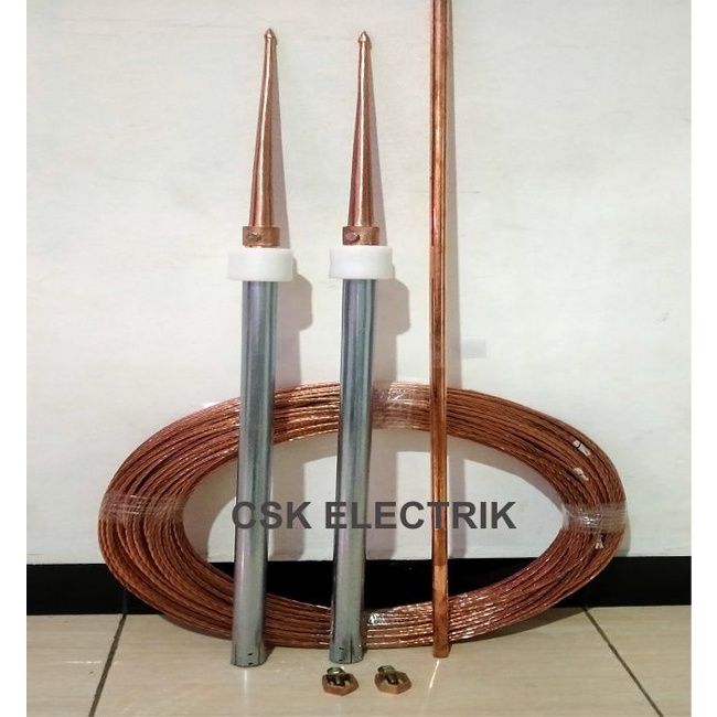 Jual Penangkal petir 2 tombak + 35 M kabel BC 25 + Rod Full Tembaga ...