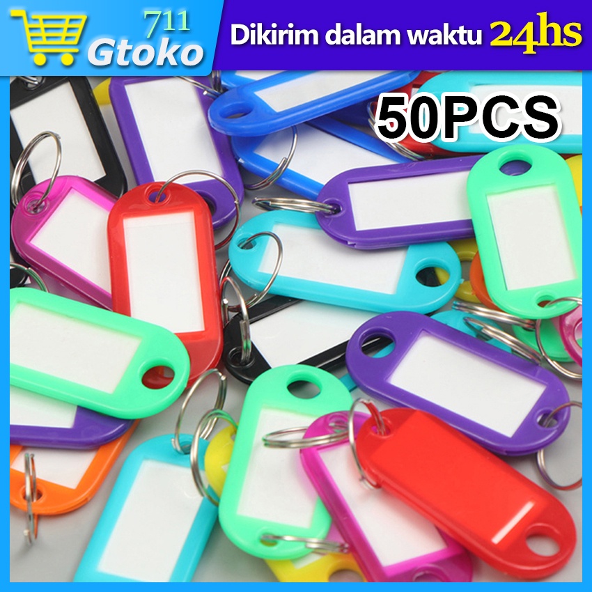 Jual 50Pcs Gantungan Kunci Key Ring Label Tag Nama Plastik Warna Warni ...