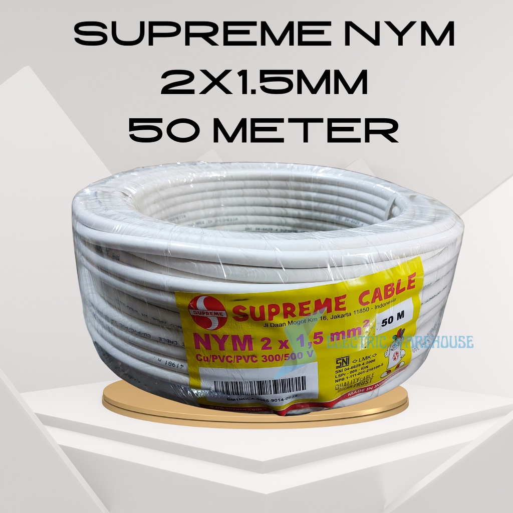 Jual SUPREME KABEL TUNGGAL / KAWAT NYM 2 x 1.5 MM 50 METER / 2x1.5 2x1,5 | Shopee Indonesia