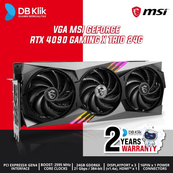 Jual VGA MSI GeForce RTX 4090 GAMING X TRIO 24G GDDR6X HDMI DP - RTX4090 | Shopee Indonesia