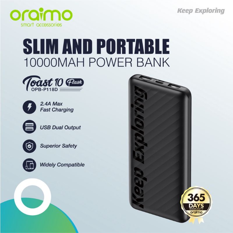 Jual Powerbank Oraimo Orginal Super Slim & Portable OPB-P118D 10000Mah ...