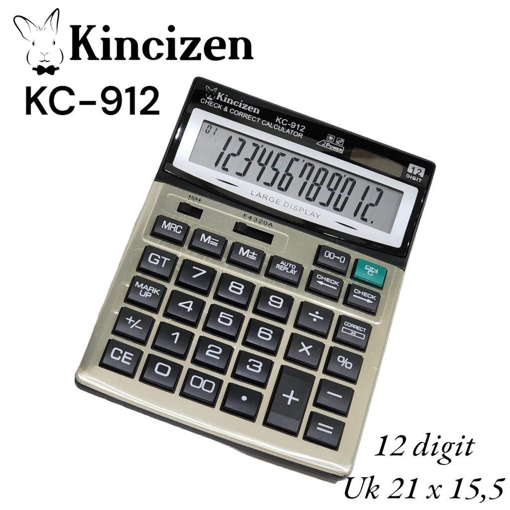 Jual Kalkulator Dagang Meja 12 Digit Ukuran Layar Besar Big Display KINCIZEN 912B KC-912B 912 ...