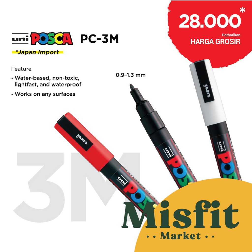 Jual UNI POSCA PC-3M Paint Marker (Fine Point) PC3M Spidol Warna Acrylic 1.3mm Calligraphy ...