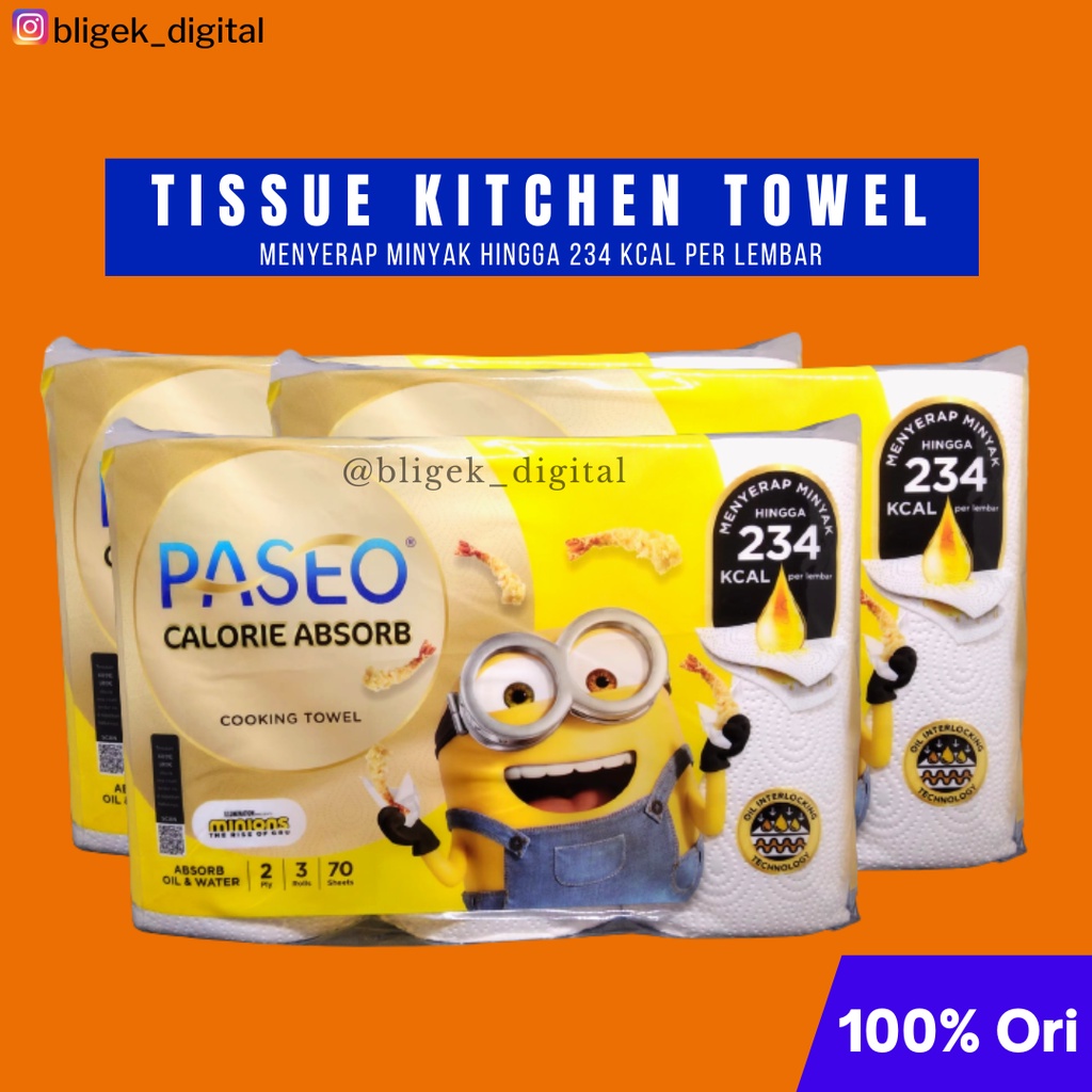 Jual Tisu Paseo Tissue Dapur Kitchen Towel Isi 3 Roll 70 sheet | Shopee ...