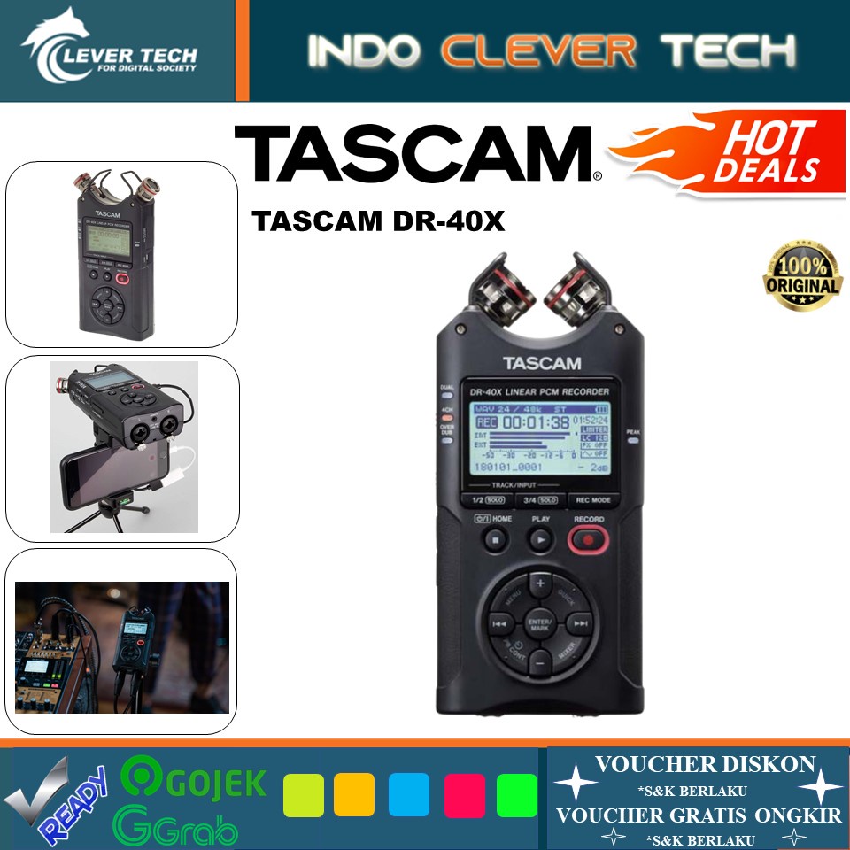 Jual Tascam DR-40X DR40 X Portable Audio Recorder 4-Track | Shopee ...