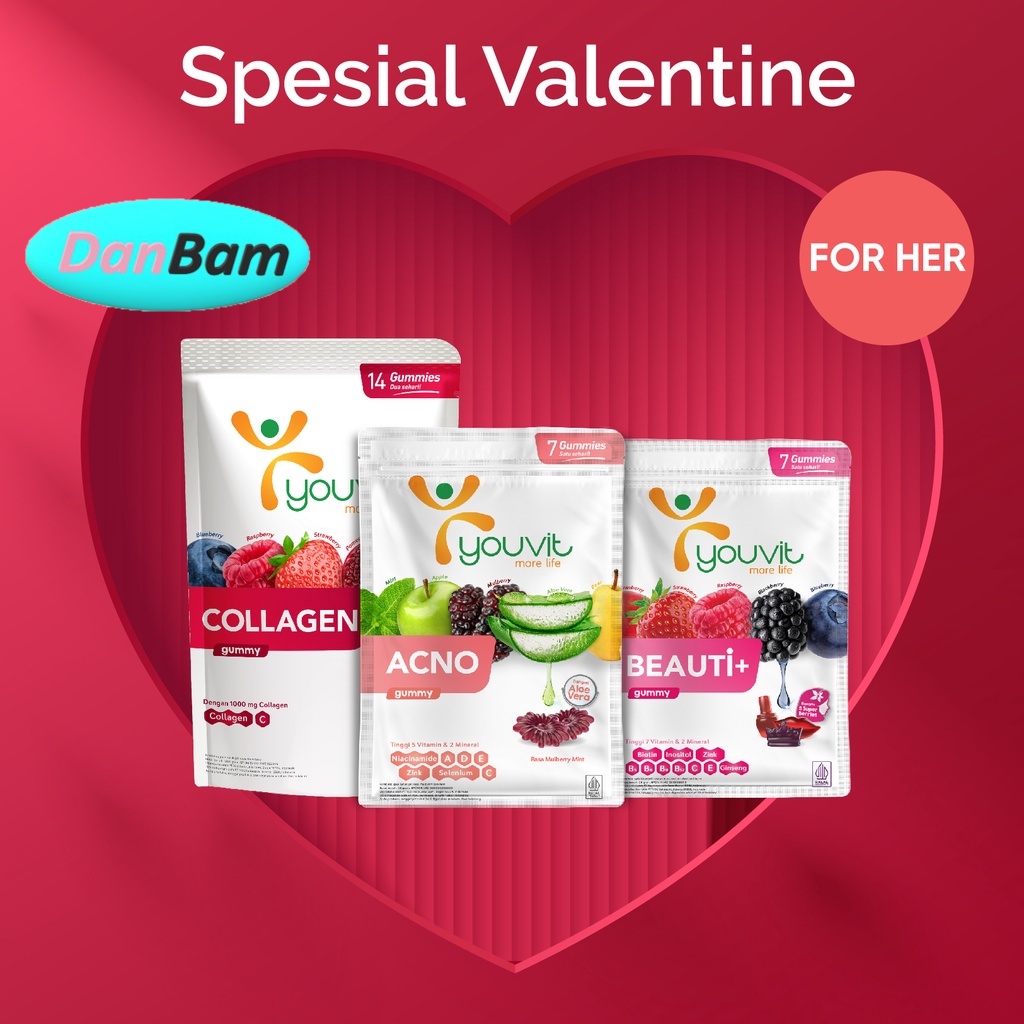 Jual Youvit Valentine for Her - Youvit Collagen, AcNO & Beauti+ 7 Hari ...