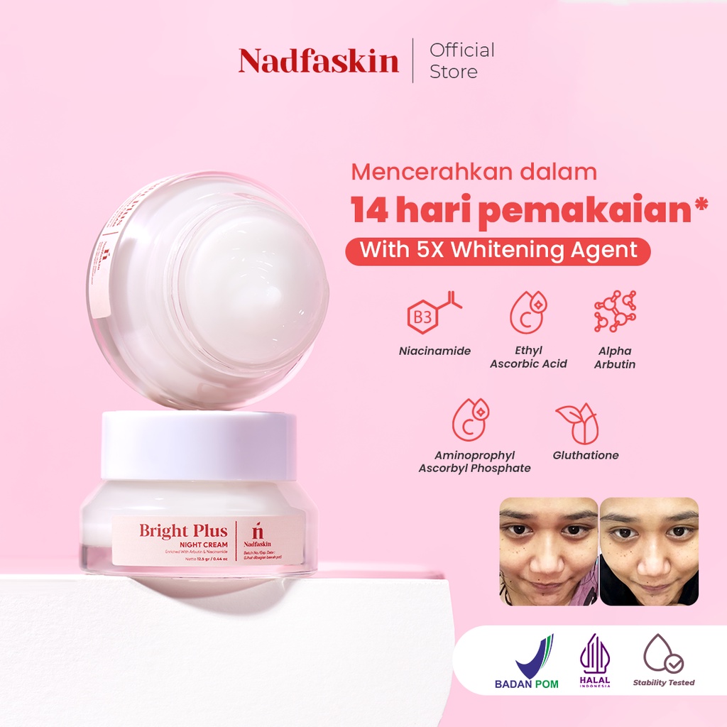 Jual Bright Plus Night Cream Nadfaskin | Shopee Indonesia