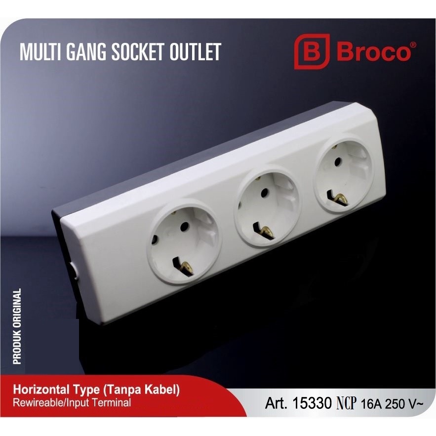 Jual Broco Stop Kontak 3 Lubang 15330 NCP Socket Terminal 3 Lbg STOP ...