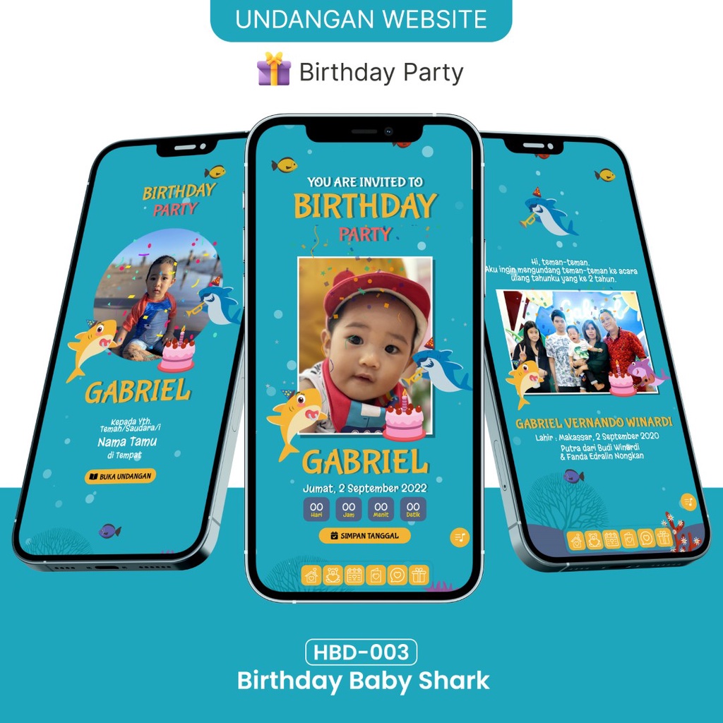 Jual HBD-003 | Undangan Website Ulang Tahun Birthday Baby Shark - Undangan Website Birthday ...