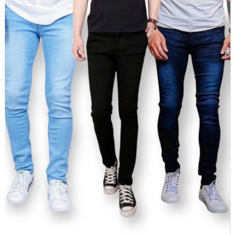 Jual Celana Jeans Hitam Pria Jeans Panjang Pensil Skinny Semi Slim Fit ...