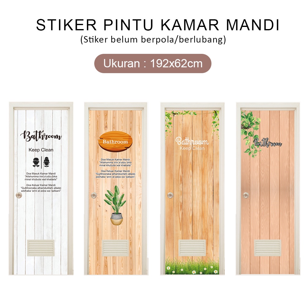 Jual sticker pintu kamar mandi wallpaper pintu kamar mandi toilet motif ...