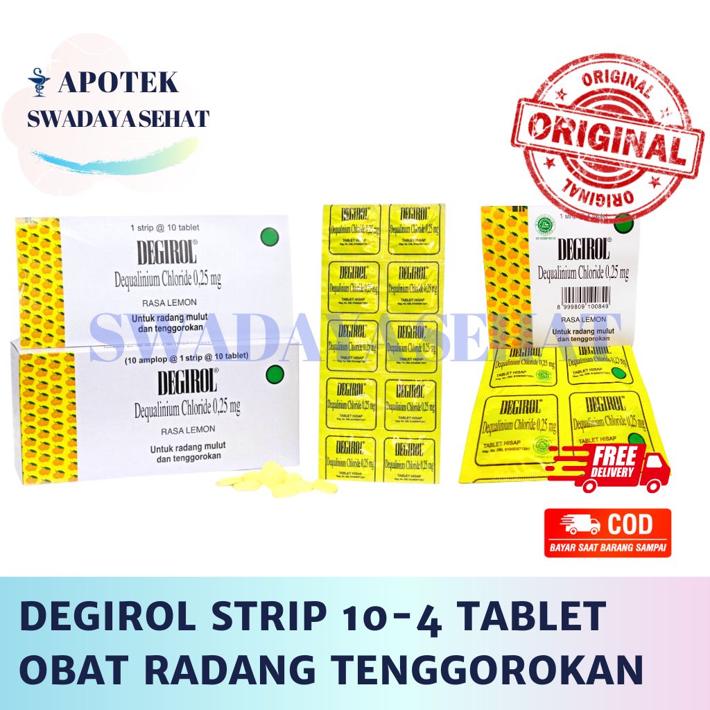 Jual DEGIROL Strip 10 TABLET Hisap Rasa Lemon Strip - Strip 4 Tablet Obat Radang Mulut Dan ...