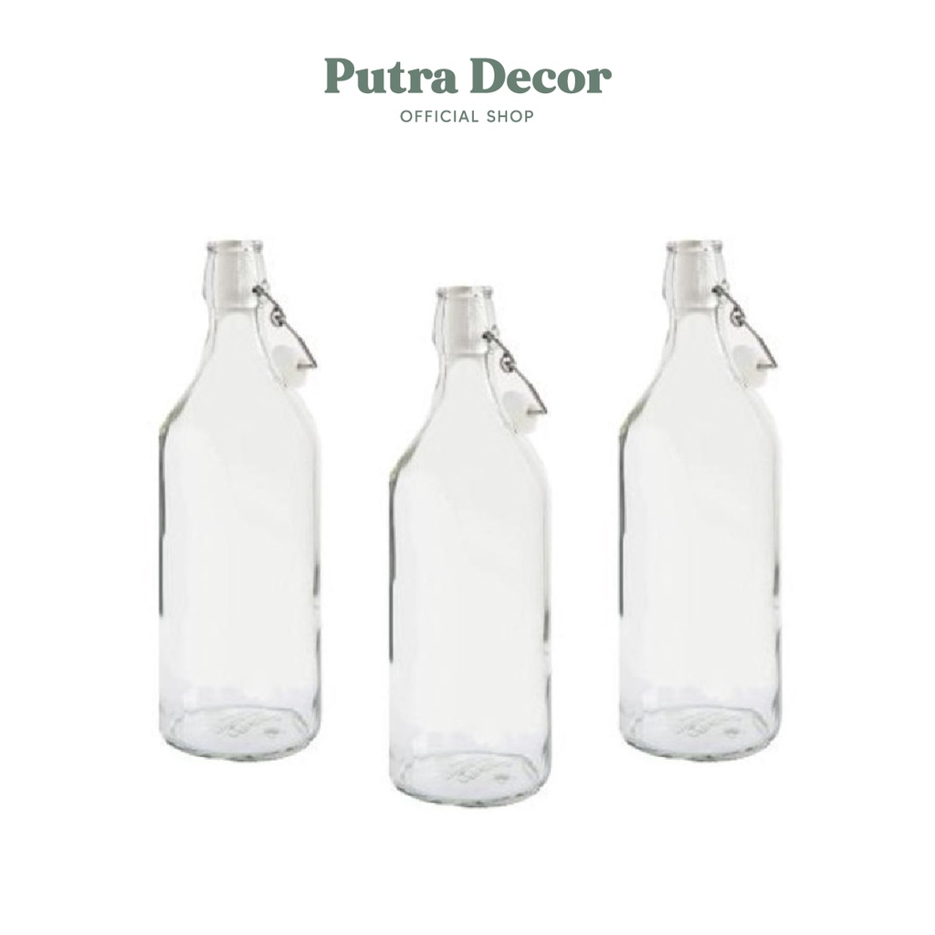 Jual IKEA KORKEN BOTOL MINUM SET ISI 3 Botol Kaca Susu Kecap Minyak ...