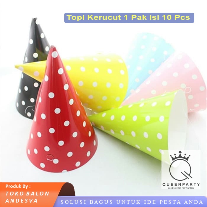 Jual Topi Ulang Tahun Motif Polkadot kerucut / topi kertas kerucut ...