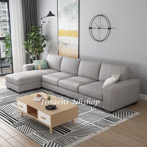 Jual Sofa Sudut Leter L Ruang Tamu Minimalis + Elegan Meja Kopi HPL ...