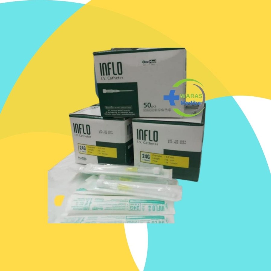 Jual Inflo Catheter IV Onemed per BOX - 18.20.22.24G | Shopee Indonesia