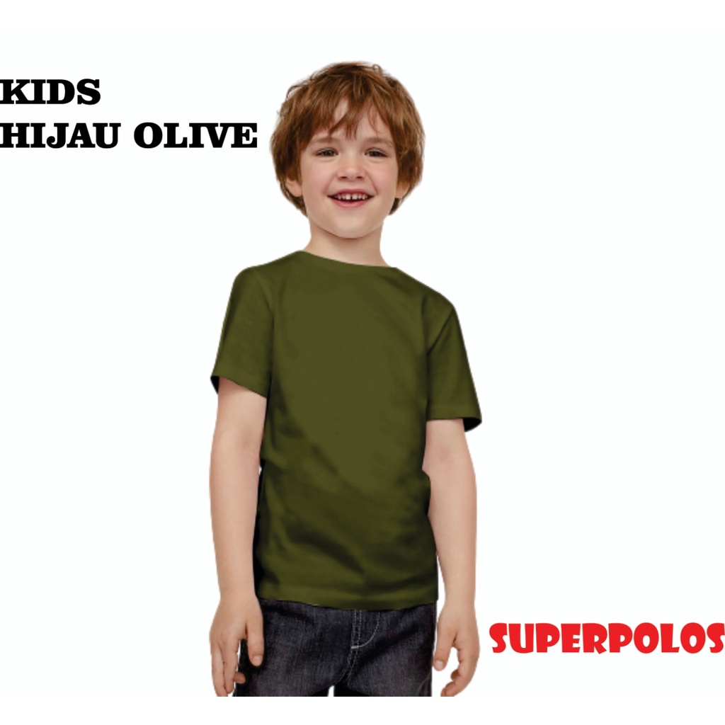 Jual KAOS POLOS ANAK HIJAU OLIVE LENGAN PENDEK COMBED 30s BAJU KAOS KIDS UMUR - PLS | Shopee ...