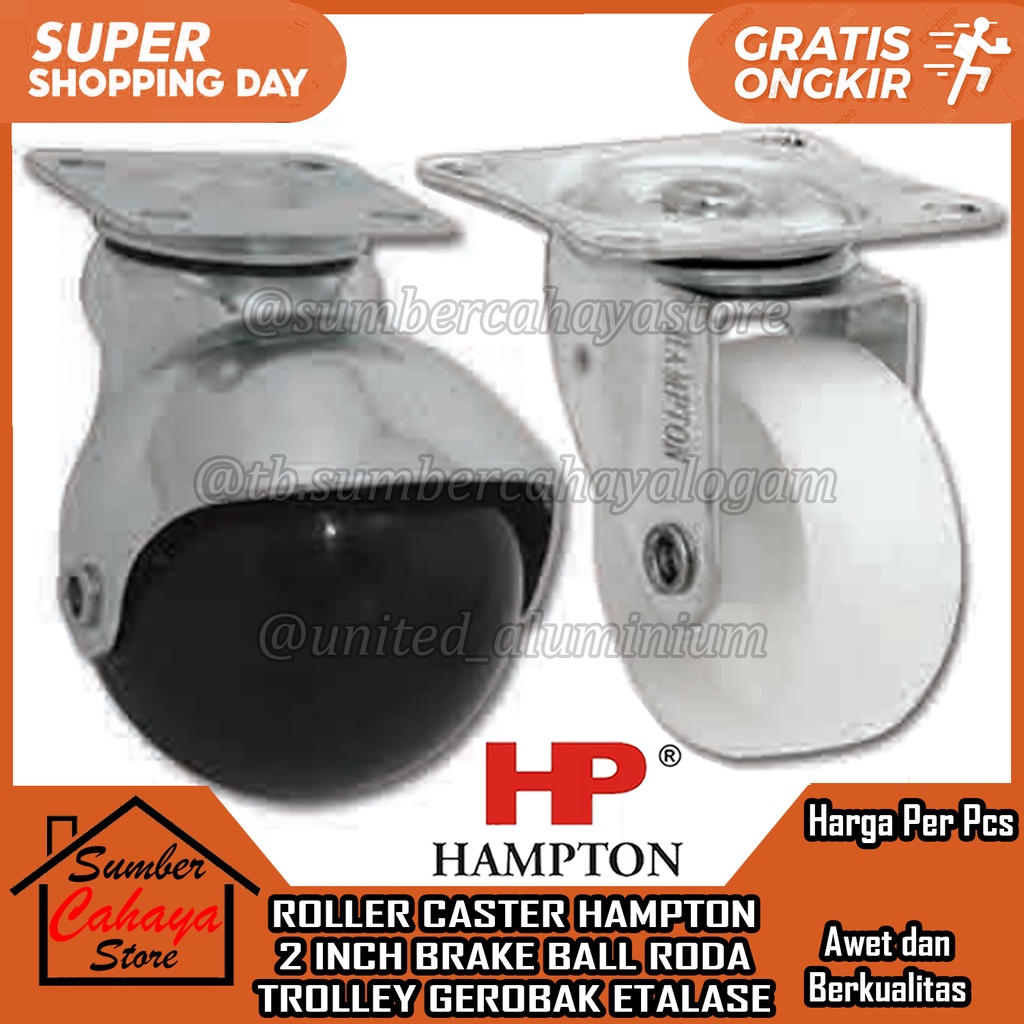 Jual RODA LEMARI RODA BULAT ETALASE ROLLER CASTER HAMPTON RC PP 50 2 ...