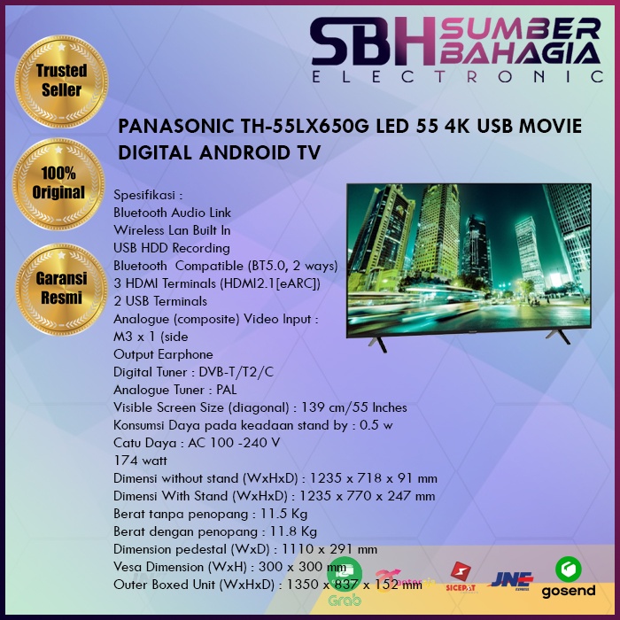 Jual PANASONIC TH-55LX650G LED 55 4K USB MOVIE DIGITAL ANDROID TV (NEW) (KHUSUS BANDUNG ...