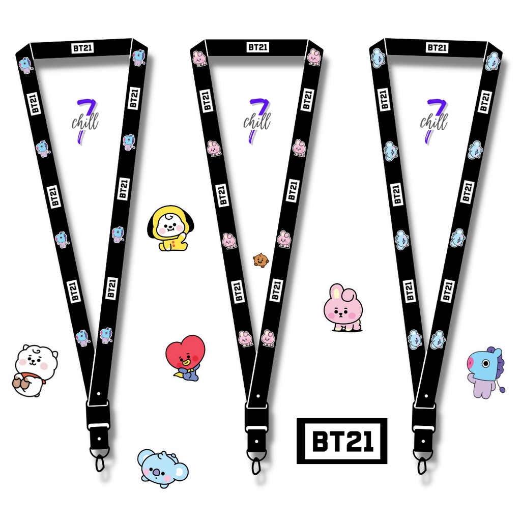 Jual Lanyard KPOP BTS BT21 Cooky RJ Koya Chimmy ID Card Custom Kartun Tali Gantungan Pods Name ...