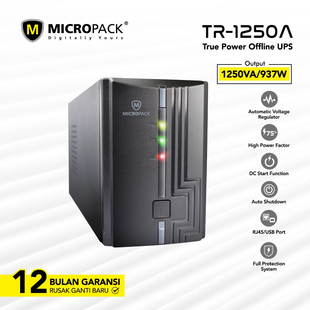 Jual MICROPACK POWER UPS 1250VA/937.5W - TR1250A | Shopee Indonesia