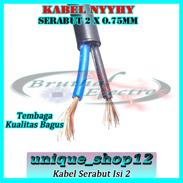 Jual Kabel Listrik NYYHY Merk MJ 2x0.75mm Per Roll 50 Yard Kabel AC MJ PVC High Quality Cable ...