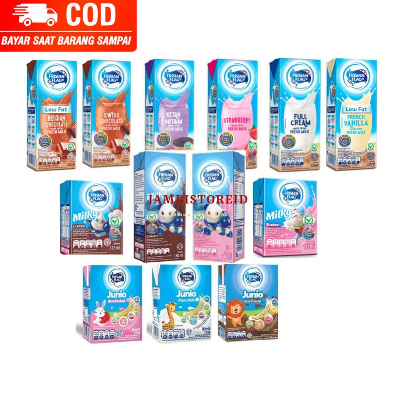 Jual (JAMBISTOREID) JAMBI LANGSUNG KIRIM Susu UHT Frisian Flag 225ml All Varian Full Cream Low ...