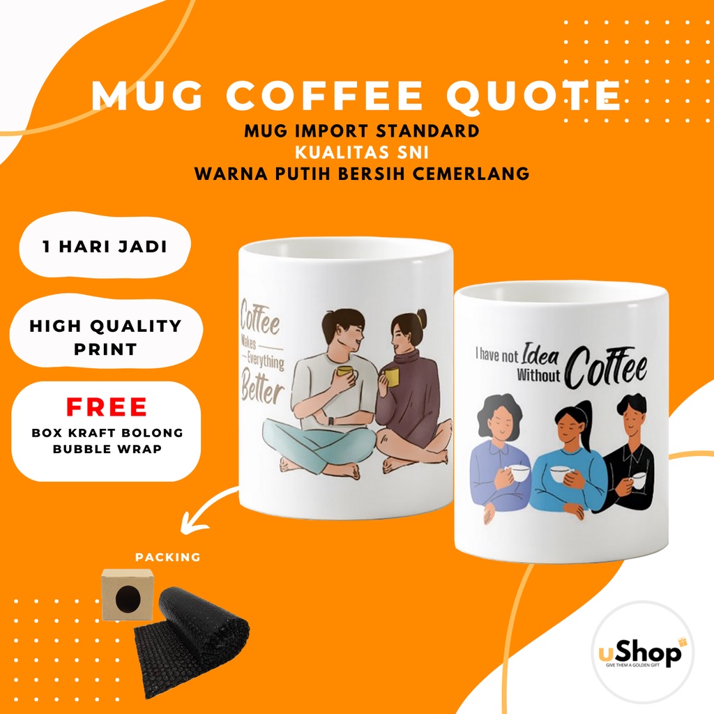 Jual Print Mug | Gelas Mug Custom Coffee Quote | Mug Kopi | Mug Keramik ...