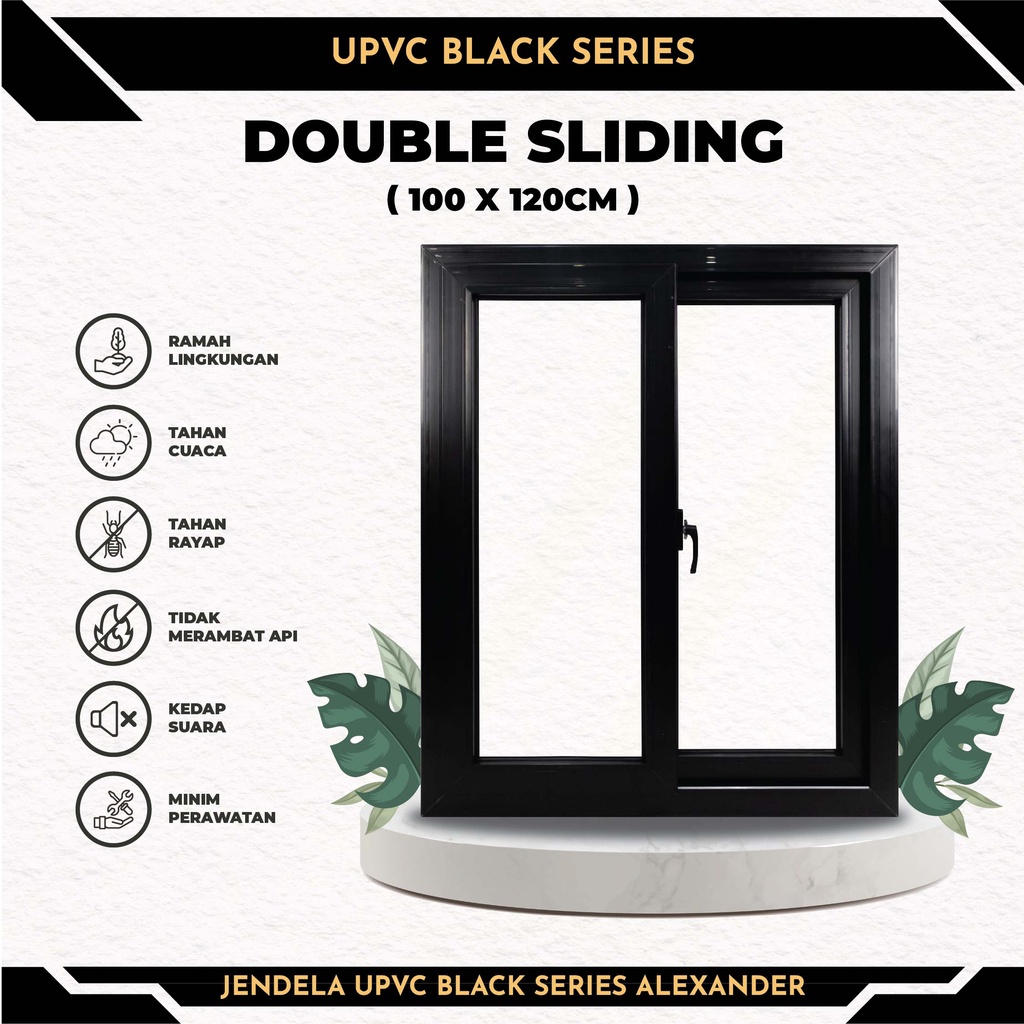Jual Jendela UPVC Hitam Alexander Perkasa Double Sliding 100x120cm ...