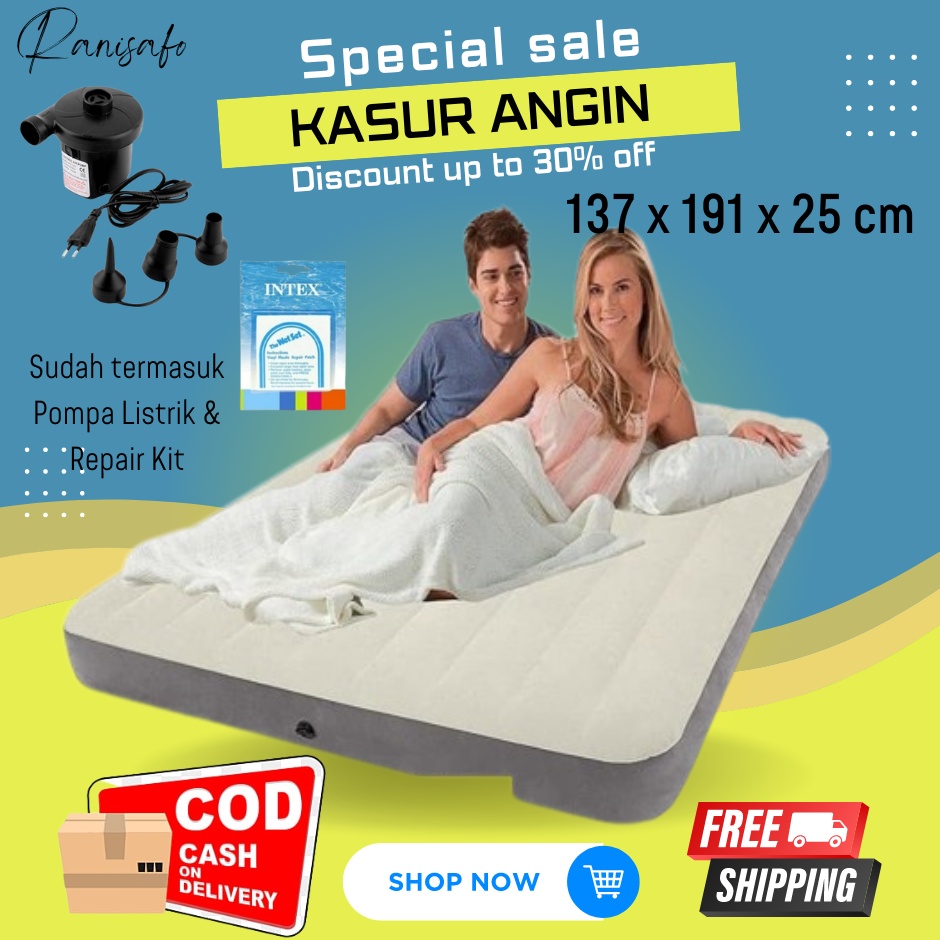 Jual Kasur Angin HIGH QUALITY INTEX DURA BEAM DOUBLE + POMPA LISTRIK ...