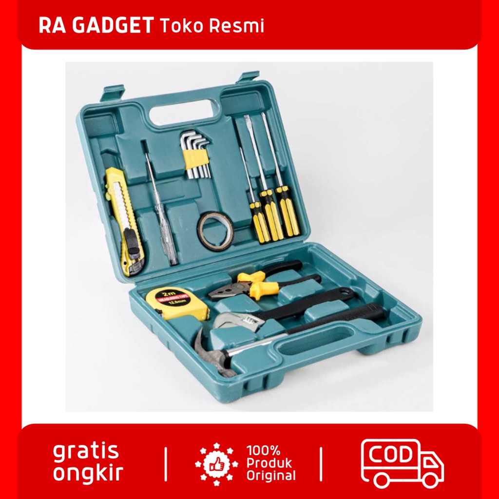 Jual Alat Set Perkakas Palu Tang Obeng Kunci Pas Cutter Kunci Inggris L ...