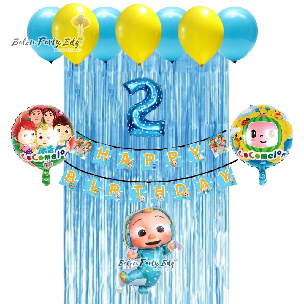 Jual BALON PARTY Paket Dekorasi Bayi Coco melon / Set Balon Foil Ulang ...