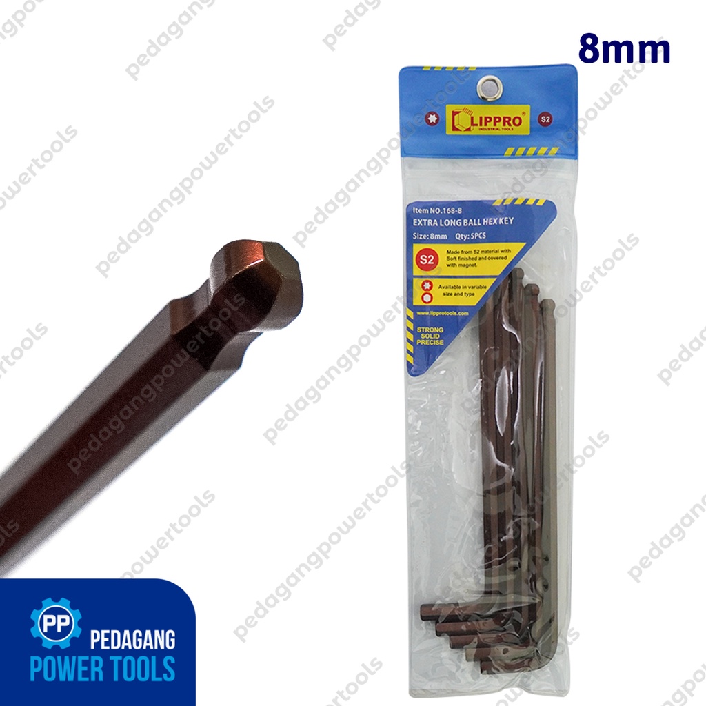 Jual LIPPRO 168 8 MM KUNCI L BALLPOINT PANJANG S2 EXTRA LONG HEX KEY ...