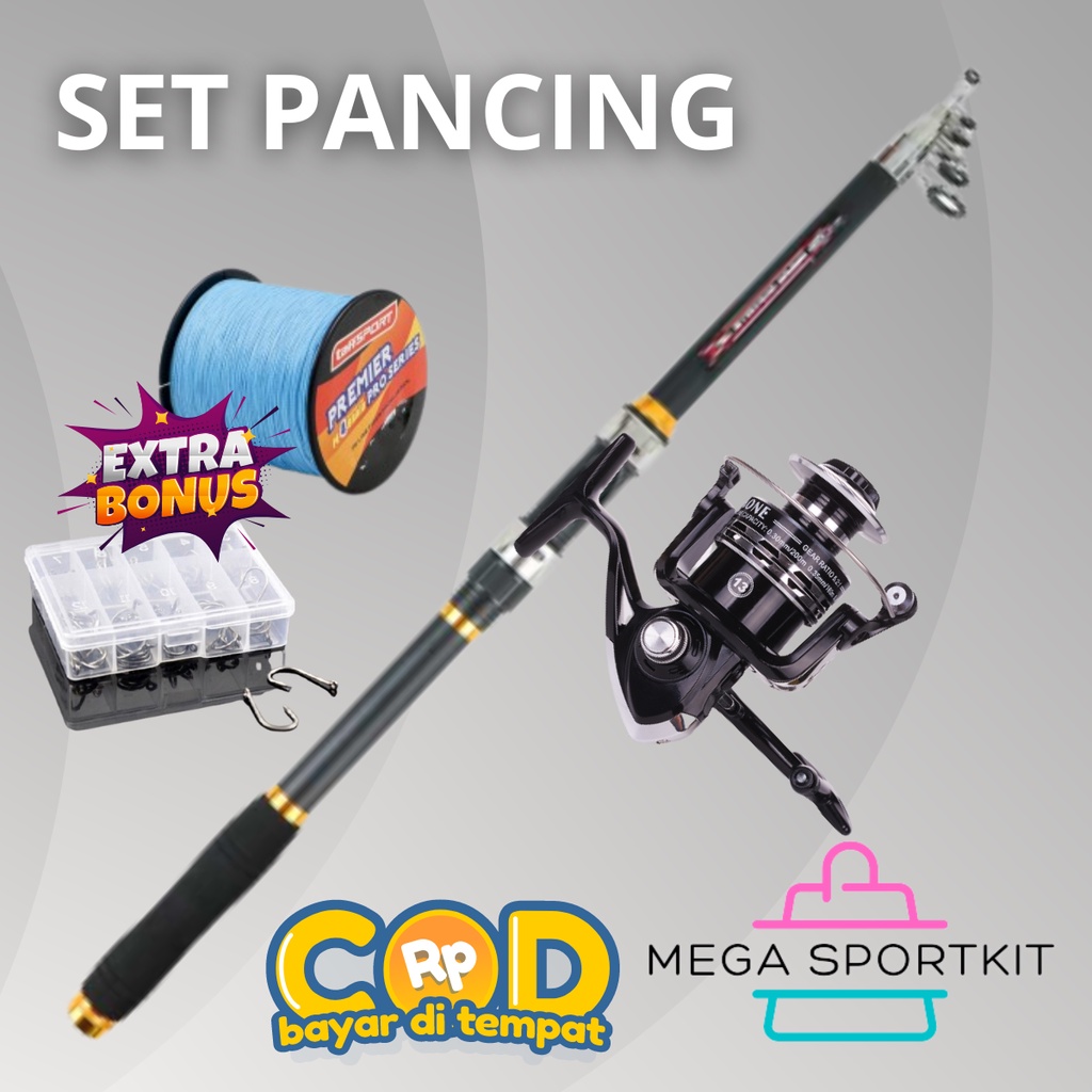 Jual Paket Pancing Mania Joran Carbon Telescopik 210cm Reel Spinning 12 ...
