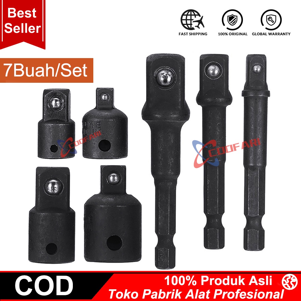 Jual 7 Buah/Set Impact Adapter & Reducer 1/4 3/8 1/2 Drive Kunci Pas ...