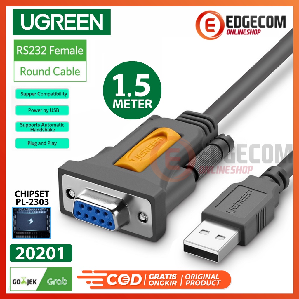 Jual UGREEN Kabel USB to DB9 RS232 Serial Female 1.5M 20201 | Shopee ...
