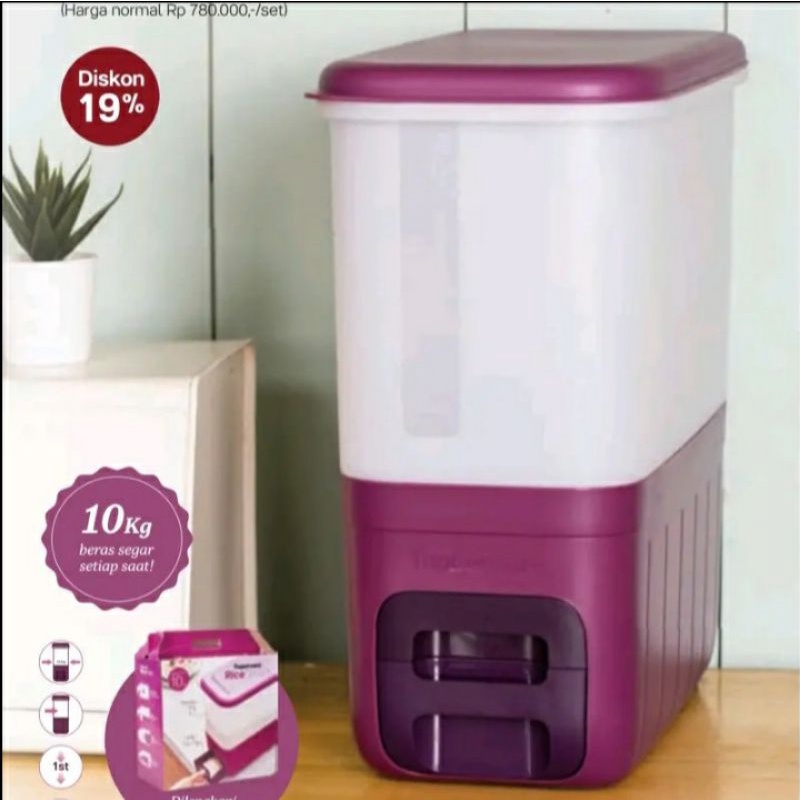 Jual RICE SMART UNGU 10kg - Tempat Beras Tupperware | Shopee Indonesia
