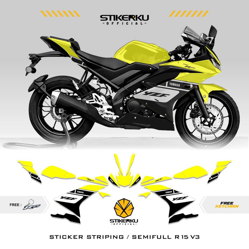 Jual STICKER R15 V3 STRIPING EDISI SIMPLE 02 / YAMAHA R15V3 / SEMIFULL ...