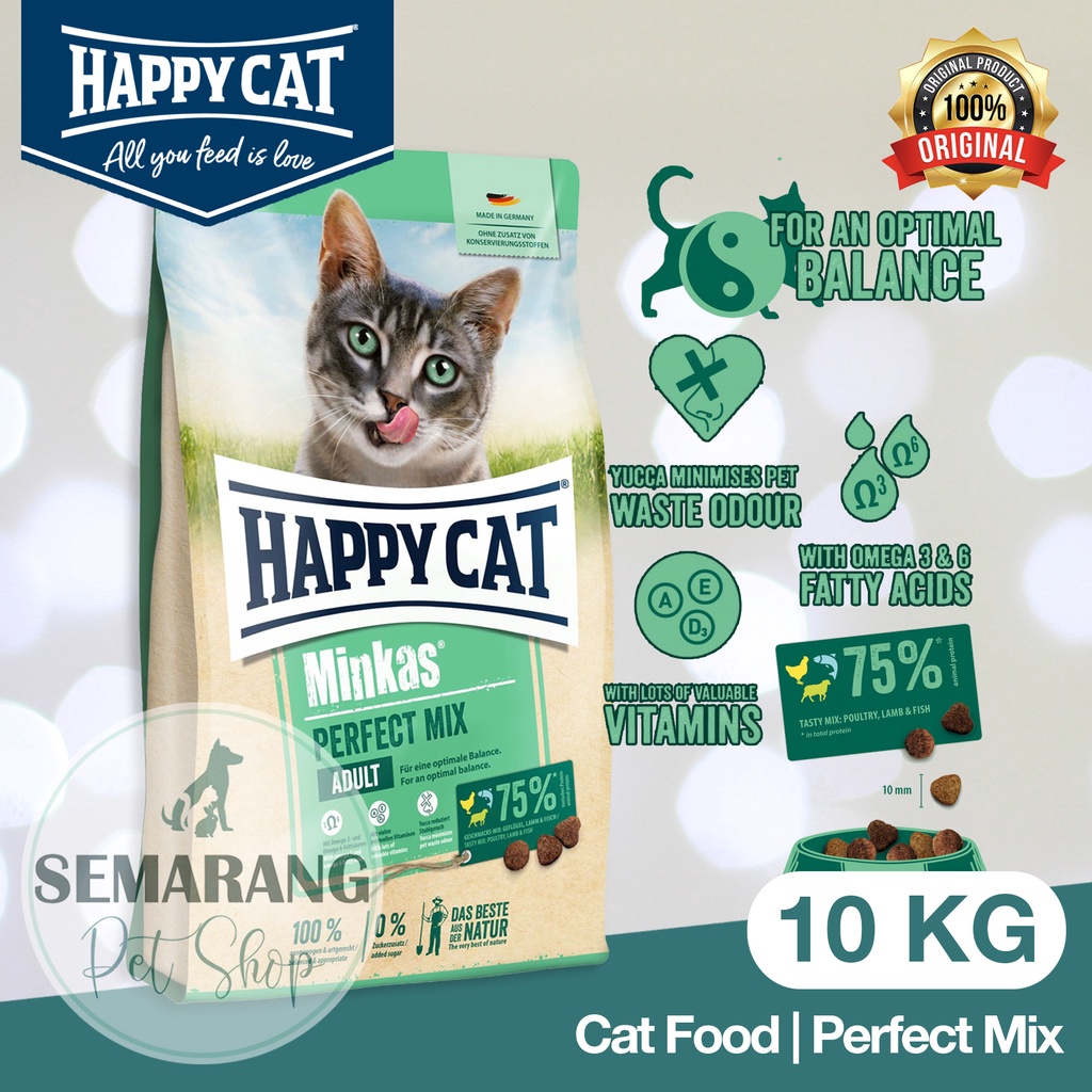Jual Cat Food HAPPY CAT MINKAS Perfect Mix 10kg | Makanan Kucing Dewasa ...