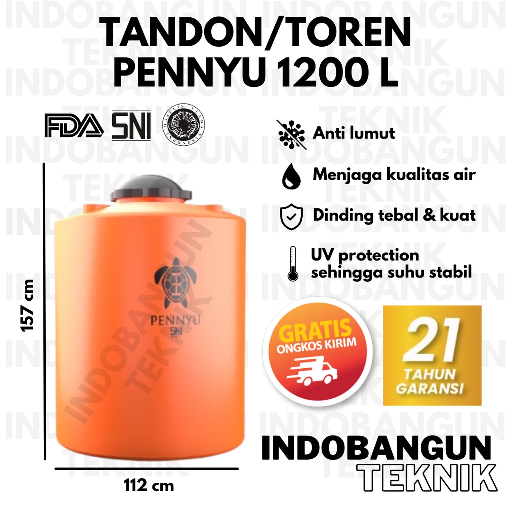 Jual Toren Air Tangki Air Tandon Air Pennyu 1200 Liter Harga Murah Anti ...